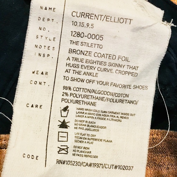Current/Elliott | Jeans | Currentelliottthe Stiletto Bronze Coated ...